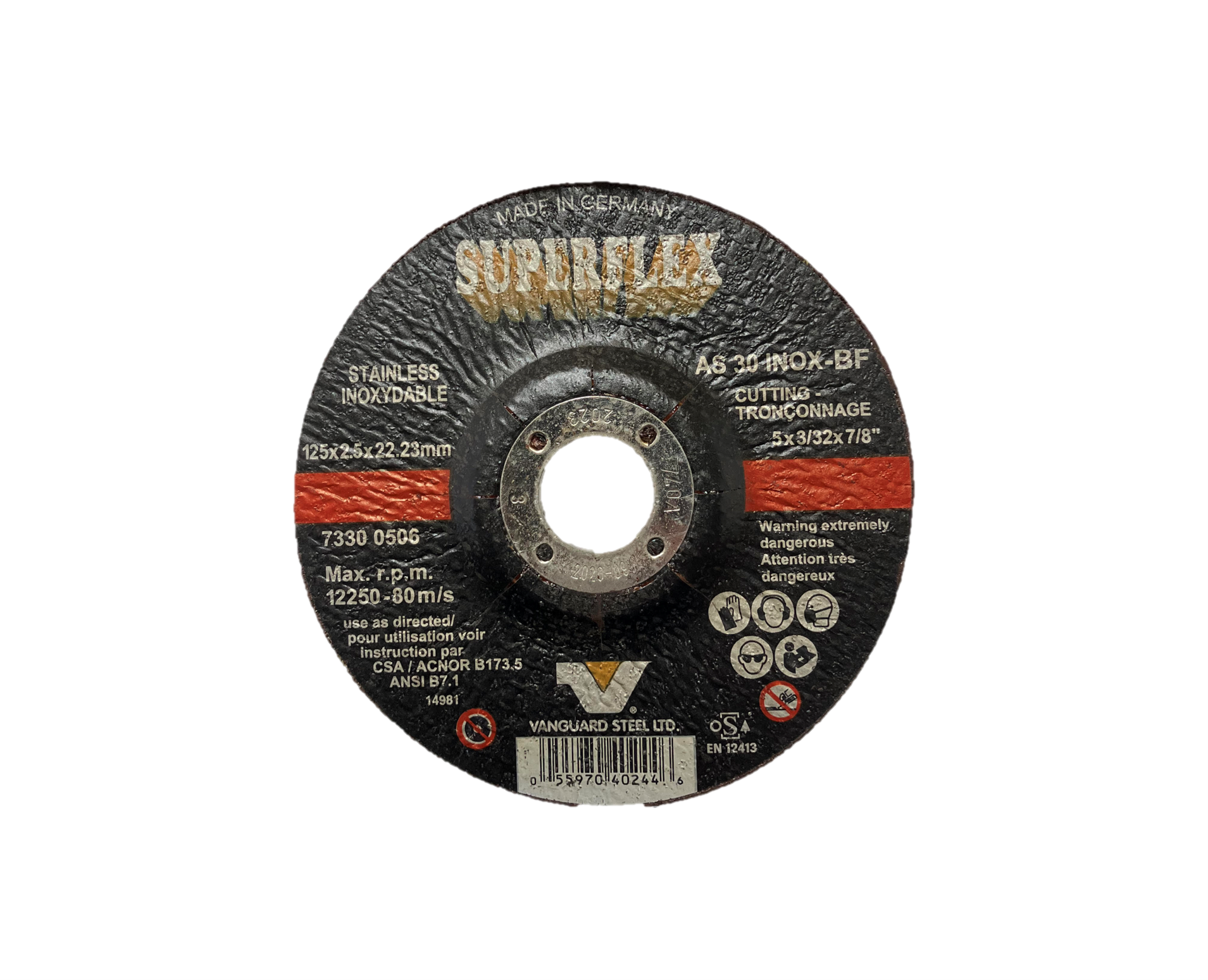 Superflex Abrasives 5" x 3/32 x 7/8" Cutting Disc - Weldesign Hardware