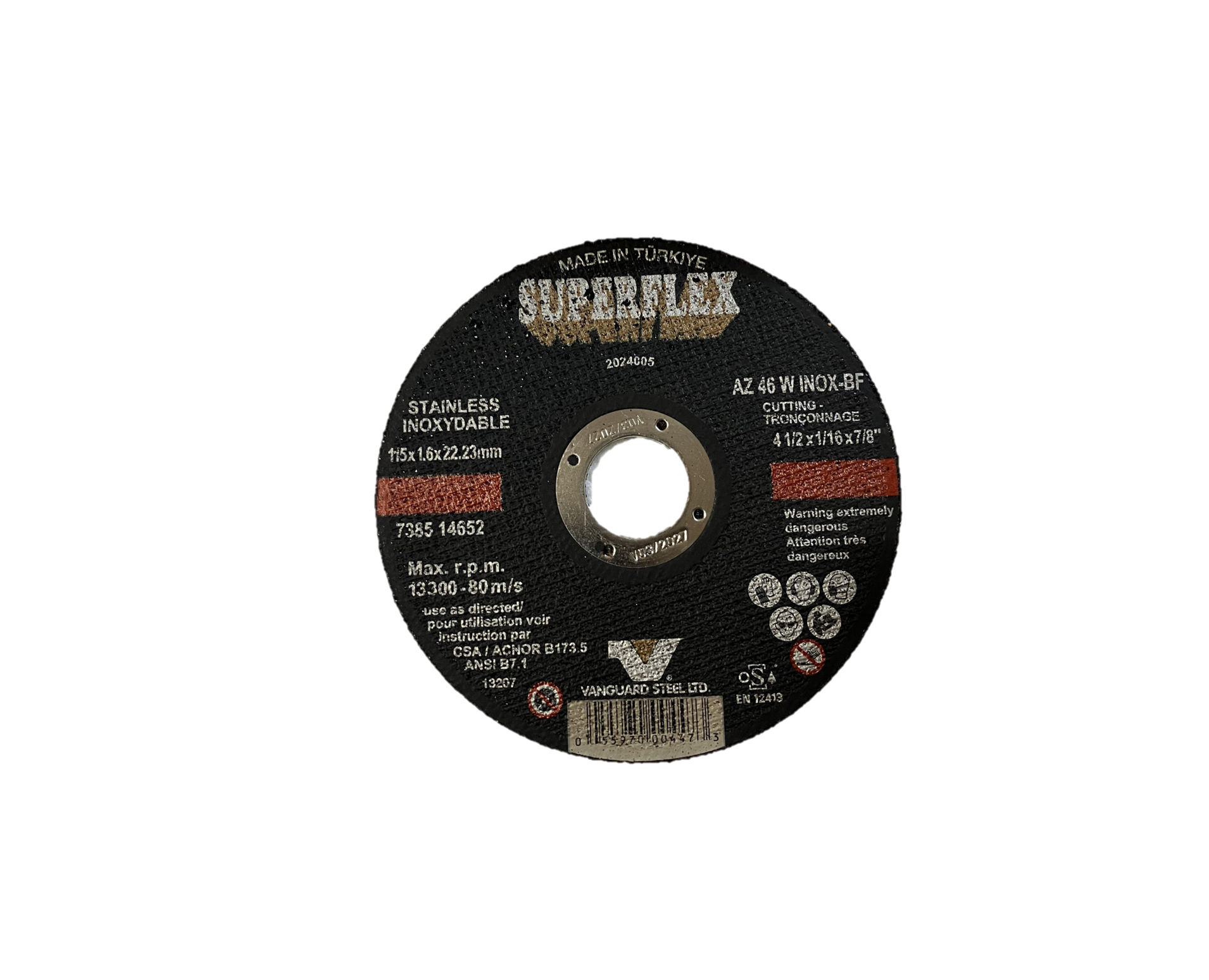 Superflex Abrasives 4-1/2 x 1/16 x 7/8" Cutting Disc - Weldesign Hardware